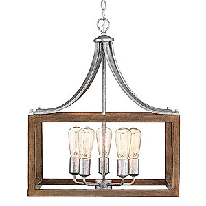 Home Decorators Collection Boswell Quarter 5-Light Galvanized Pendant with Painted Chestnut Wood Accents