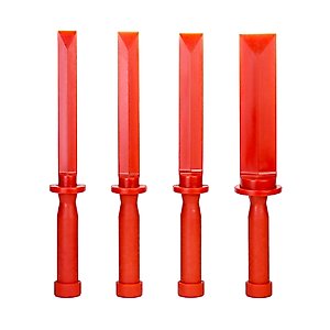 QWORK Plastic Chisel Scraper Set, 3/4", 7/8", 1", 1-1/2" Chemical Resistant Scraper Tool, No-marring Plastic Razor Scraper Remover Tool, Plastic Chisel Set for Removes Debris, Adhesives, Film, Paint
