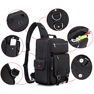 Messenger Bag for Men Canvas Sling Bag Crossbody Backpack Laptop Shoulder Bag Hiking Daypacks Casual Tactical Travel School (Dark blue-D)