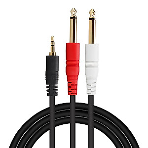 Kzeux 1/8 TRS to Dual 1/4 Audio Cable, 3.5mm TRS to 6.35mm Dual 1/4 TS Mono Y Splitter Audio Cable Adapter for SMA rtphone, Computer, Mixer, Amplifier Speaker, Home Stereo System (5FT)