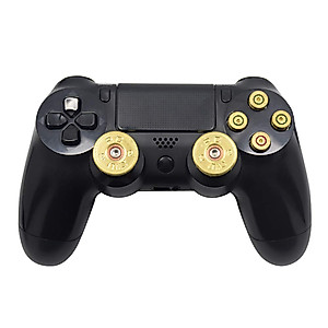 TOMSIN Gold Metal Bullet Buttons & Bullet Joystick Thumbstick for PS4 Controllers