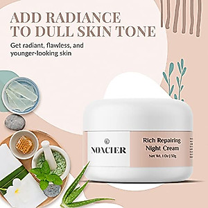 NOACIER Nightly Revitalizing Anti Aging Face Cream, Skin Renewing Hyaluronic Acid Evening Moisturizer, Wrinkle & Skin Barrier Repair for Sensitive, Dry, and Normal Skin, 1oz