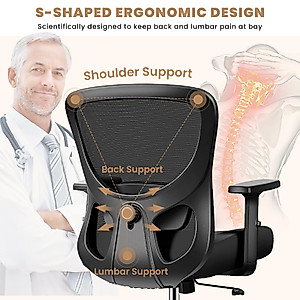Razzor Office Chair Ergonomic Desk Chair with Adjustable Lumbar Support, Swivel Comfy Computer Chair Heavy Duty Executive Chair for Home Office