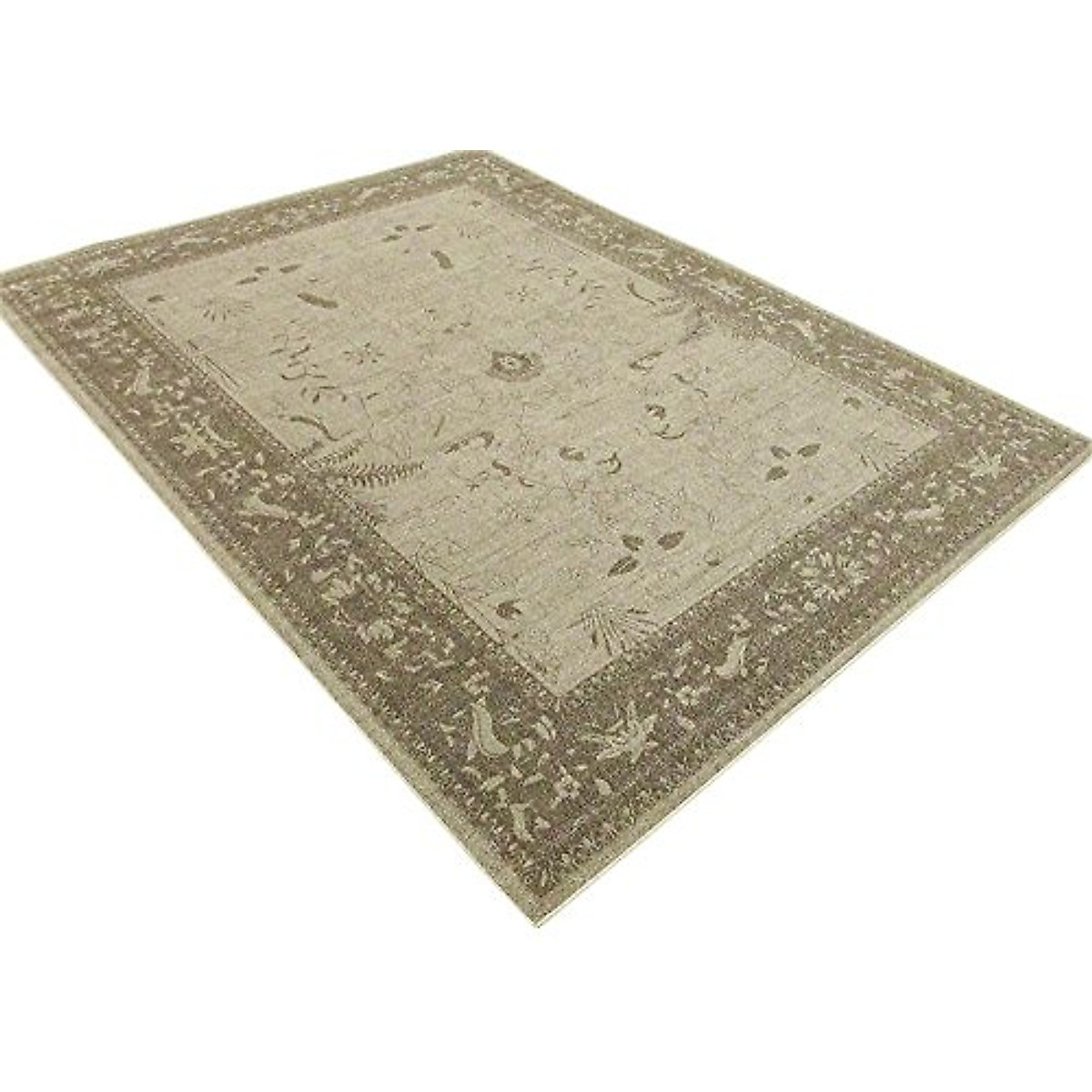 Unique Loom La Jolla Collection Farmhouse, Contemporary, Botanical, Traditional, Vintage Area Rug, 9 x 12 ft, Light Brown/Dark Brown