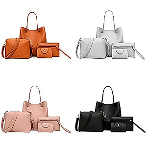 Women Fashion Handbags Wallet Tote Bag Shoulder Bag Purse Set 4pcs (black)