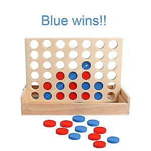 TENGTUNG Wooden 4 in A Row Board Games Line Up 4 Connect Games for Travel Board Games Foldable Classic Family Fun Toy for Kids and Adults (Travel Size)