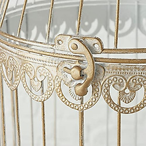 WHW Whole House Worlds Hamptons Romantic Gold Bird Cages, Set of 2, Decorative, Table Top Centerpieces, Latch Top, Metal, Handmade, 11.75 and 15.75 Inches
