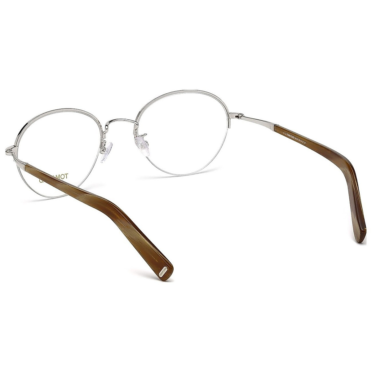Tom Ford Round Eyeglasses TF5334 018 Size: 52mm Rhodium/Light Brown Horn FT5334