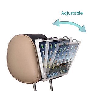 TFY Universal Car Headrest Mount Holder with Angle- Adjustable Holding Clamp for Tablets -Compatible with iPad 9th Gen - iPad Mini - iPad Air - iPad Pro - Samsung Galaxy Tab S8 - Tab A and More