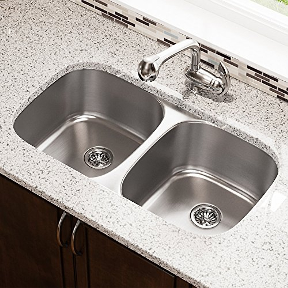 MR Direct 502-16 Stainless Steel Undermount 32-1/4 in. Double Bowl Kitchen Sink, 16 Gauge