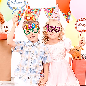 RFM4S 100th Day of School Glasses 36 PCS 100 Days of School Paper Glasses for Kids Colorful 100 Days of School Decorations Photo Booth Props 100 Days of School Celebration Party Favors