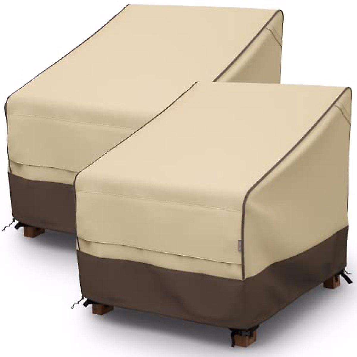 MR.COVER Outdoor Chair Covers Waterproof, 32-Inch Patio Furniture Covers for Lounge Deep Seat, Large Air Vents, UV-Resistant & Heavy Duty Material, Brown & Khaki, 2-Pack