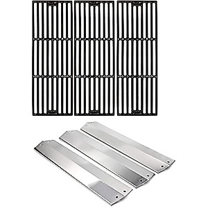 Hongso Grill Parts for Chargriller 5050, 3001, 3008, 3030, 4000, 2121, King Griller 3008 5252, Grill Grates and Heat Plates Included, Set of 3