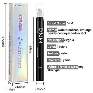 AMY'S DIARY Eyeshadow Pencil Cream Stick 4Pcs Set, Eye Eyeshadow Waterproof Pearl White Black Grey Silver Shimmer Metallic Eyeshadow Crayon Stick Sombras En Crema Para Ojos (Set01)