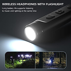 WESADN Bluetooth Headphones Neckband Wireless Earbuds with Microphone Flashlight Noise Cancelling Deep Bass 120H Playtime IPX7 Waterproof Outdoor Sports Running Headset for iPhone Android, Black