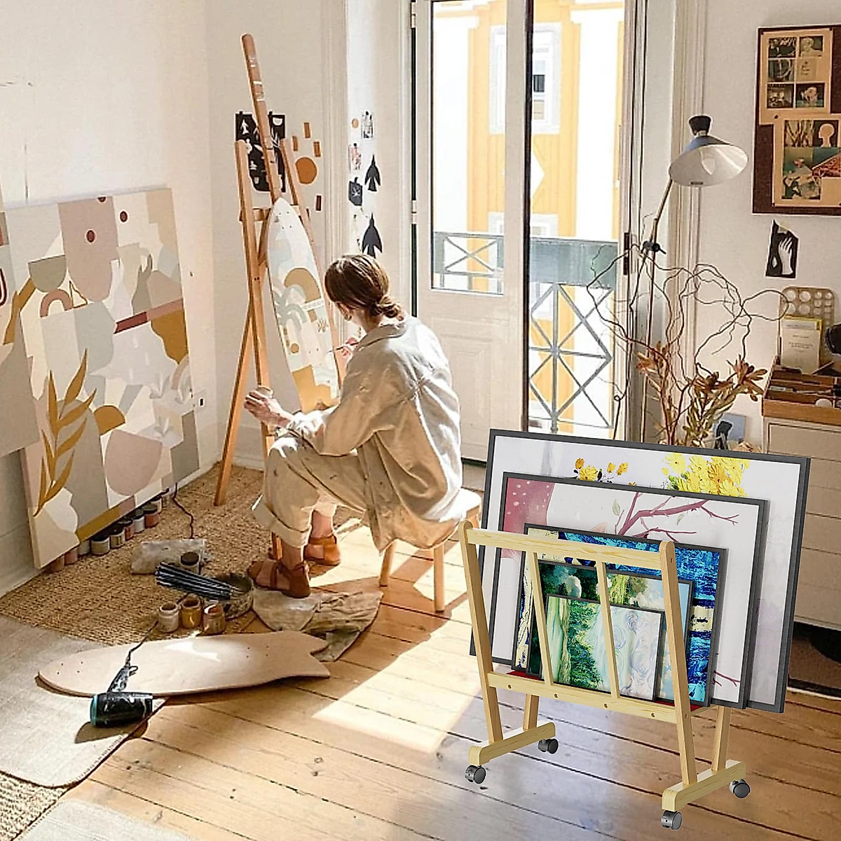 Fumingpal Print Rack with Wheels - 30.5 Inch Print Racks for Art Display, Canvas Rack for Posters, Artwork, Prints, Canvas, Panels, Galleries, Studios & Storage