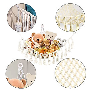 Stuffed Animal Toy Hammock, Stuffed Animal Net, Handmade Large Size Macrame Toy Hammock, Wall Hanging Mesh Toy Hammock, Stuff Animal Toy Organizer Storage Net for Kids Bedroom Nursery Play Room