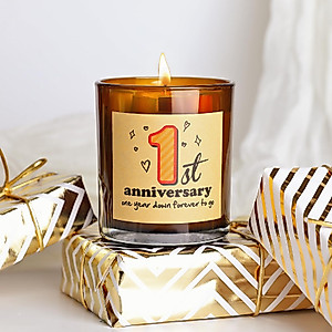 One Year Anniversary Candle Gifts for Him Her - 1st Anniversary Wedding Gifts for Couple, 1 Year Anniversary Unique Gifts for Girlfriend Boyfriend, 10 oz Lavender Candle