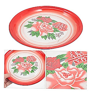 TOGEVAL Enamel Plate Nut Trays Wedding Table Decor Ceramic Tray Wedding Food Platter Snack Serving Platter Chinese New Year Nut Tray Home Storage Plate Chinese Style Dish Plate Enamel Dish