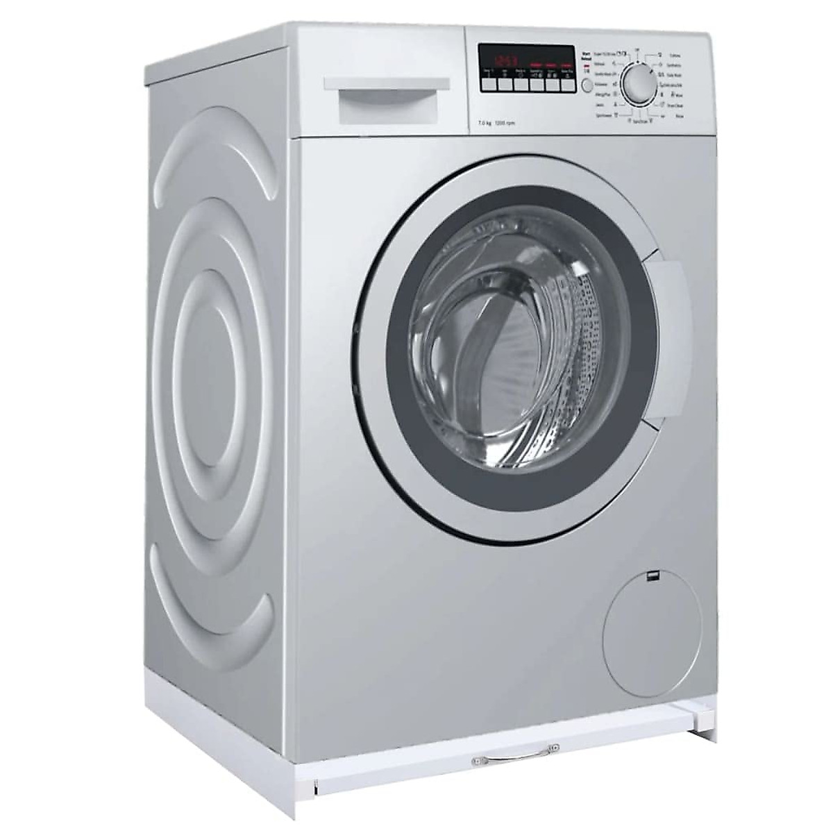 SKM Double Washing and Drying Machine Pedestal with Drawers White-7043