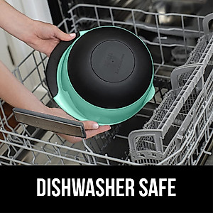 Gorilla Grip Mixing Bowls Set of 3, Slip Resistant Rubber Bottom, Nesting Baking Bowl, Soft Wide Handle, Easy Pour Spout, Electric Mixer and Dishwasher Safe, Kitchen Essentials, 5, 3 and 1.5 QT, Mint