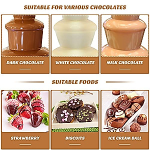 HEMOTON 4 Tiers Chocolate Fountain Stainless Steel Chocolate Fondue Fountain, 2-Pound Capacity, Easy to Assemble, Perfect for Nacho Cheese, BBQ Sauce, Ranch, Liqueurs