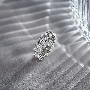 DIAMONBLISS Eternity Ring for Women 925 Sterling Silver Infinity Ring Band | 7.50 Carats 100 Facet Oval Cut Cubic Zirconia CZ Simulated Diamond Engagement Ring (6)