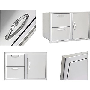 BLAZE BBQ Outdoor Package of 32” LTE Built-in Gas Grill, Dop-In Single Side Burner, 32” Door & Two Drawers Combo, 20” Compact Refrigerator and Accessories (Grill Cover, Fridge Trim and Rotisserie Kit)