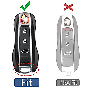 Real Glass Fiber Key Fob Cover with Porsche Keychain for 2018-2023 Porsche 911 Carrera Panamera Taycan Cayenne 918,T-Carbon Key Fob Case Shell Protector for Porsche Smart Key Case