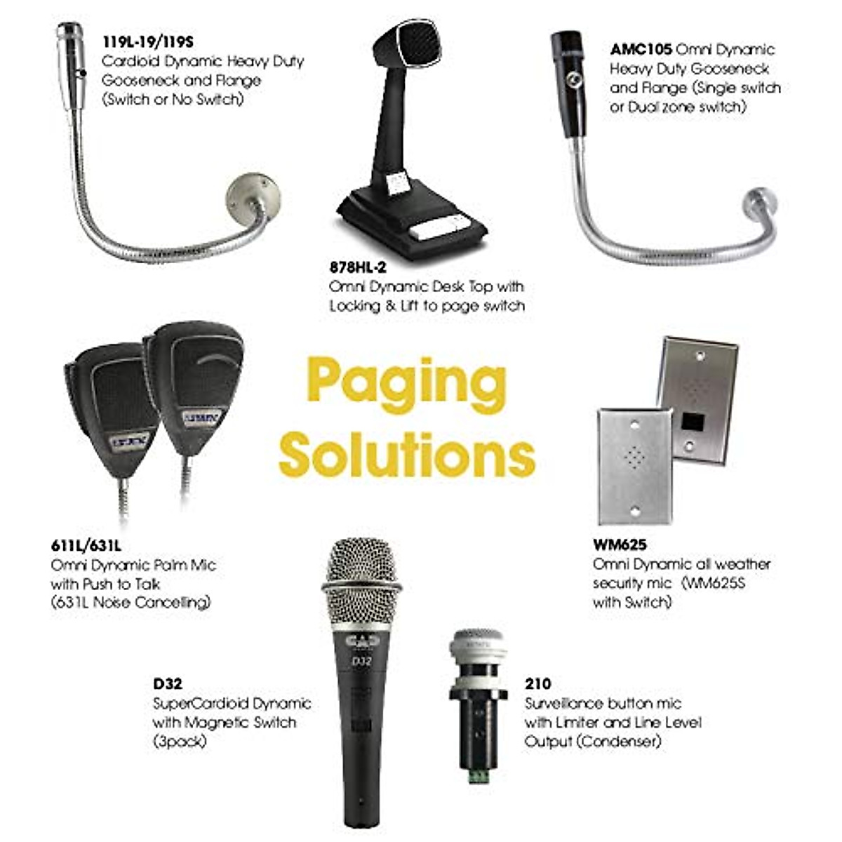 Astatic 119L-19 19" Cardioid Dynamic Gooseneck Microphone - Gooseneck, 2 3/4 inch Flange (6-foot Cable)