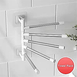 ZOBRO Swivel Towel Rail Towel Holder Rack with 2/3/4/6 Swing Bars Space Saving Wall-Mounted Swing Towel Storage Organizer for Kitchen Bathroom Toilet,2 Bar