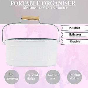 utensil caddy for parties, utensil caddy for countertop, kitchen utensil caddy, plate and utensil caddy - picnic utensil caddy, kitchen utensil caddy for countertop - 12 Inches (Snowy White/Grey)