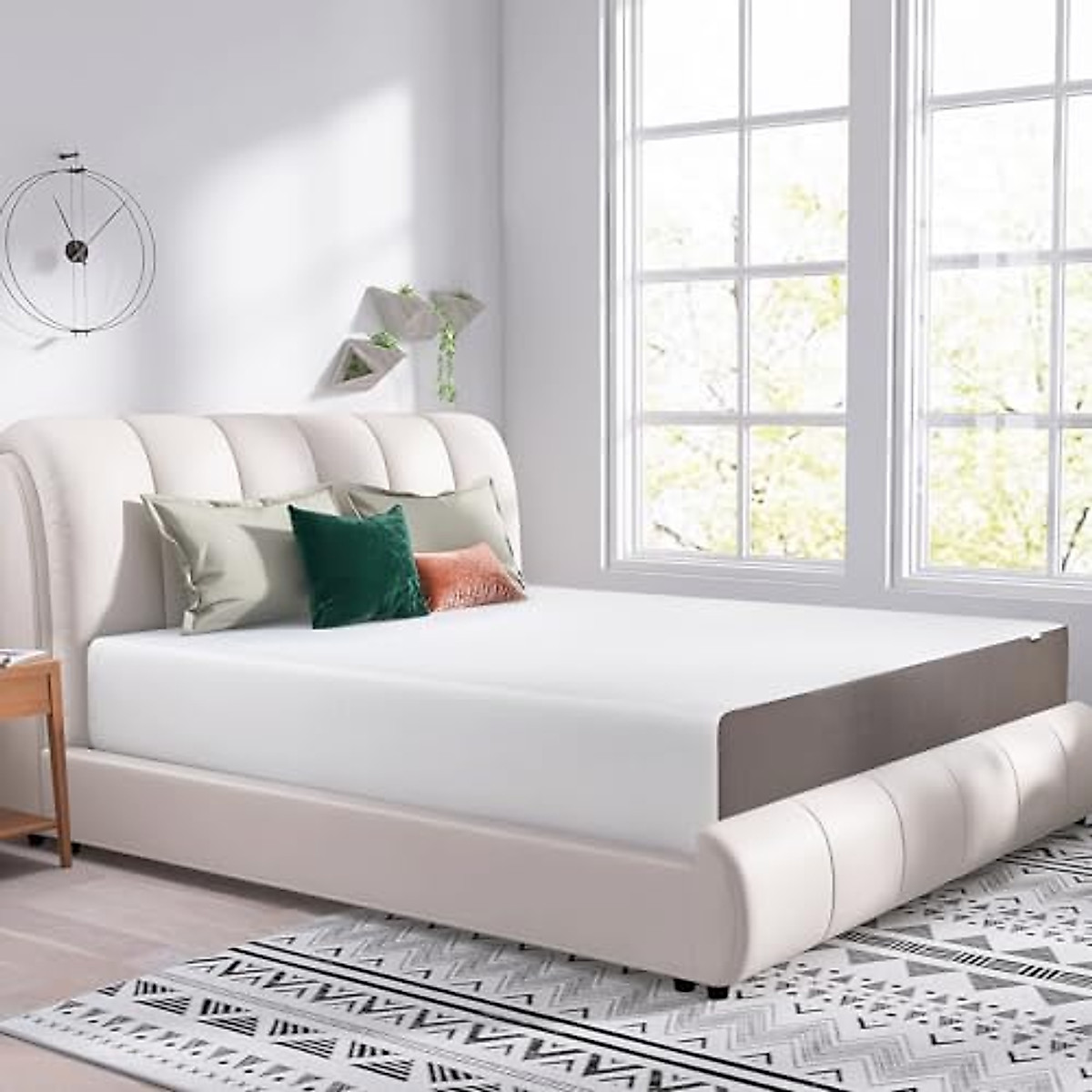 Amazon Basics Memory Foam Mattress, Soft Plush Feel, California King, White/Grey, 84 x 72 x 12 inches (LxWxH)