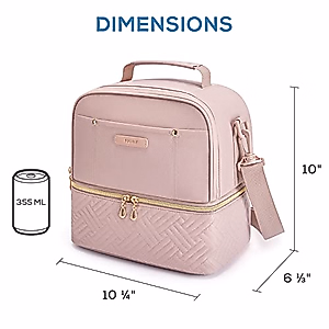TOURIT Lunch Bag Women Double Deck Lunch Box Insulated Lunch Cooler for Women Men Work, School, Pink