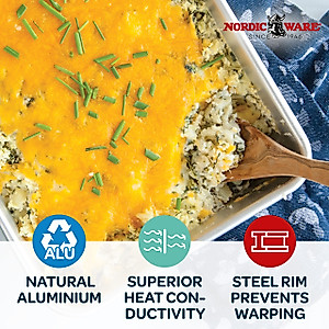 Nordic Ware Natural Aluminum Commercial Cake Pan with Lid, Rectangle Pan with Lid Silver, 9 x 13