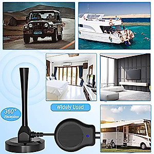 TV Antenna, Amplified Digital HD TV Antenna Indoor for Smart TV Support 4K 1080P Television and TV's Outdoor HDTV Amplifier Booster for Local Channels 150 Miles Long Range - Magnetic Base&Coax Cable