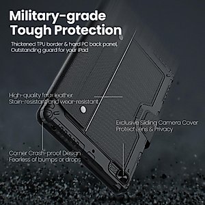 Nillkin iPad 9th Generation (10.2", 2021) Case with Detachable Keyboard, Magic Trackpad, Portrait/Landscape Modes, Rugged Keyboard Case with Camera Cover for iPad 8th/7th Gen, Black