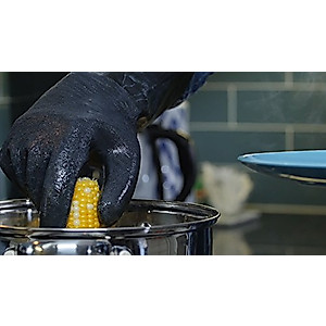 Artisan Griller BBQ & Smoker Gloves/Oven Mitt- Insulated Heat Resistant Grilling Fryer Kitchen Cooking Gloves. Great Barbecue Smoking Oyster Mitt–Long XL Waterproof, Oil and Fire resistant -(Size 10/XL – Black neoprene)