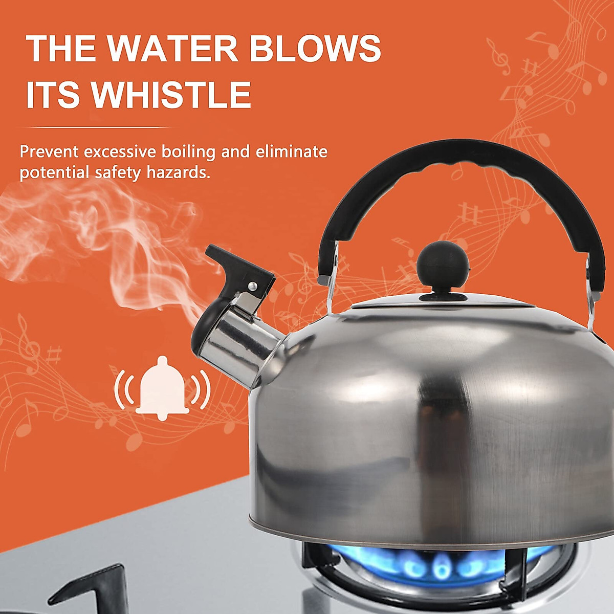 Lurrose Stainless Steel Teapot Tea Kettle Stovetop Classic Teapot Stainless Steel Teakettle Whistling Teapot with Cool Grip Handle for Stovetop 2QT Boiling Teapot