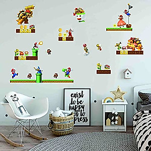 Brothers Wall Decals Build Scene Wall Stickers Peel and Stick Video Game Wall Art Decor Decals for Kids Boys Room Nursery Living Room and Door