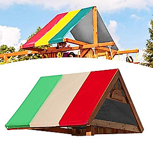 210D Oxford Cloth Swing Set Canopy Outdoor Roof Cover Waterproof Replacement for Backyard,Kids Playground and Other Outdoor Activities 52" x 89" (Green red Beige)