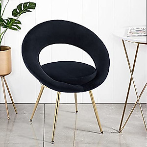 HomVent Modern Makeup Desk Chair Vanity Chair,Round Back Dining Chairs Accent Chairs with Golden Metal Leg for Bedroom Living Room Vanity Dining Room