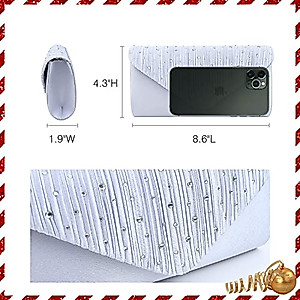 topfive Silver Evening Envelope Bag Clutch Purse Shiny Sequins for Women Wedding Party Prom Formal Purse