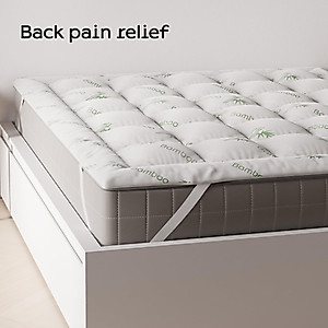 Ultra Soft Twin Mattress Topper - Viscose Made from Bamboo Mattress Pad for Back Pain Relief - Naturally Cooling for Hot Sleepers - Machine Washable