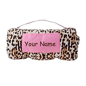 Personalized Stephen Joseph All Over Leopard Print with Pink Details Child Nap Mat with Custom Name
