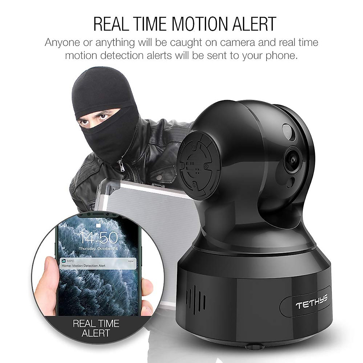 TETHYS Wireless Security Camera 1080P Indoor [Work with Alexa] Pan/Tilt WiFi Smart IP Camera Dome Surveillance System w/Night Vision,Motion Detection,2-Way Audio,Cloud for Home,Business, Baby Monitor