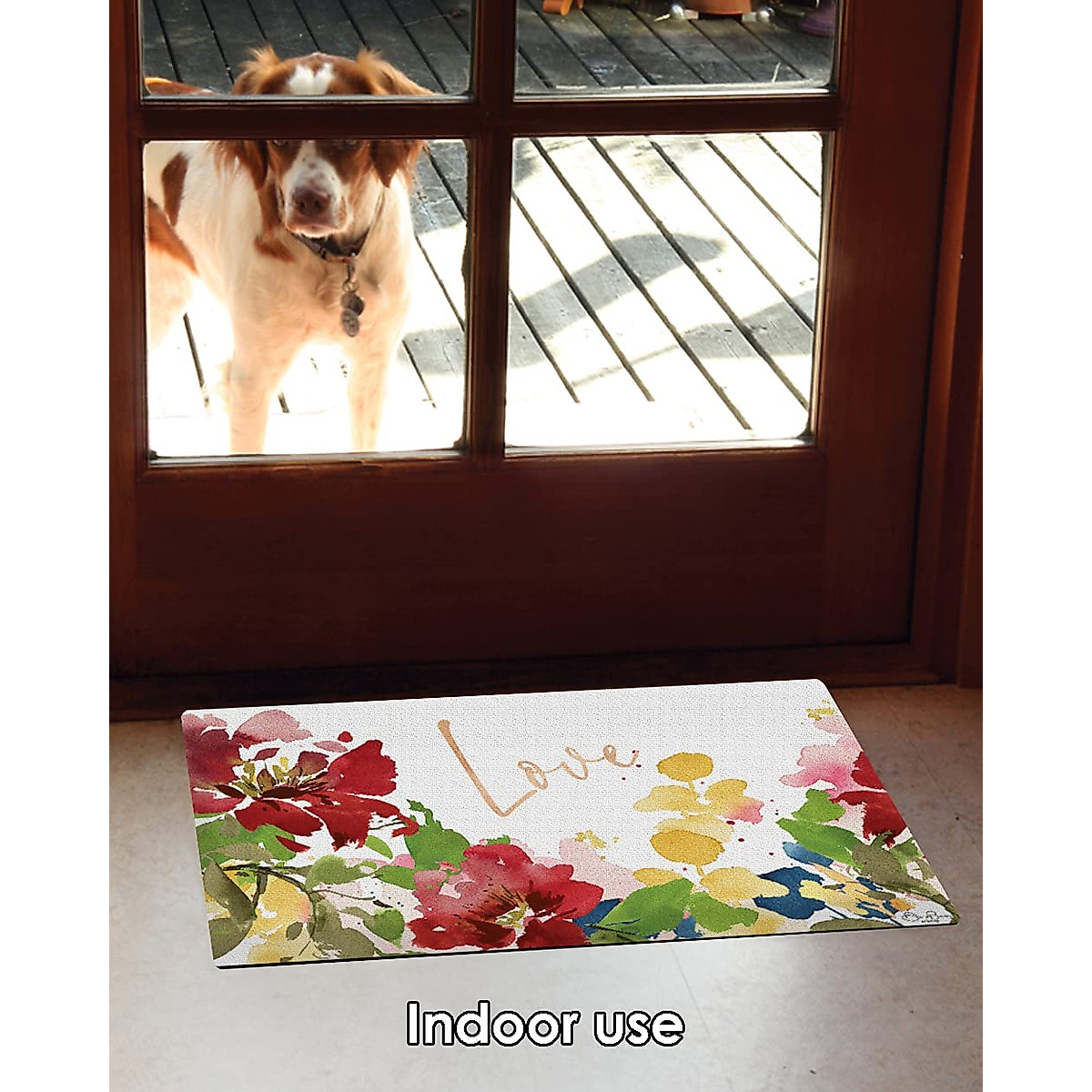 Toland Home Garden 800538 Love Blooms Spring Door Mat 18x30 Inch Flower Outdoor Doormat for Entryway Indoor Entrance