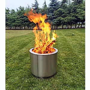 Hi Flame 20.5inch Bonfire Fire Pit Smokeless Stainless Steel Outdoor Firepit Backyard Natural Wood Burning Firebowl No Gas or Propane Required (Large)
