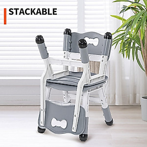 UNICOO –Kids Chair, Children Classroom Chair Suitable for Family Classroom/Preschool/Daycare/Playroom, Adjustable Height Toddler Chair (Gray, Set of 2)