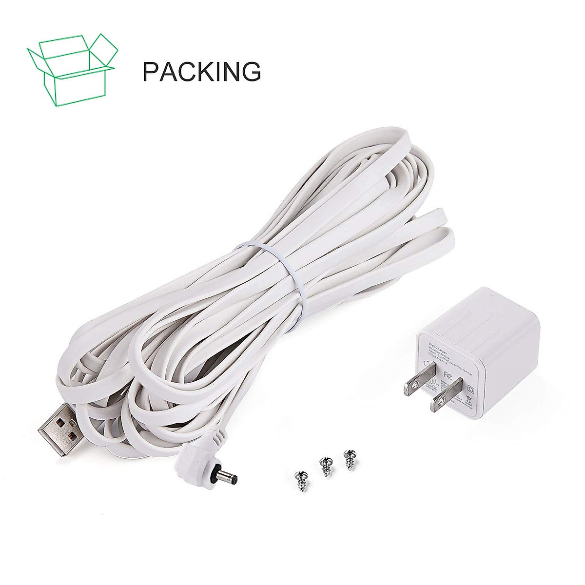 Power Adapter for Ring Spotlight Cam Battery, with 25Ft/7.5m Weatherproof Outdoor Cable to Continuously Charge Your Home Security Camera, No Need to Change The Batteries(White)
